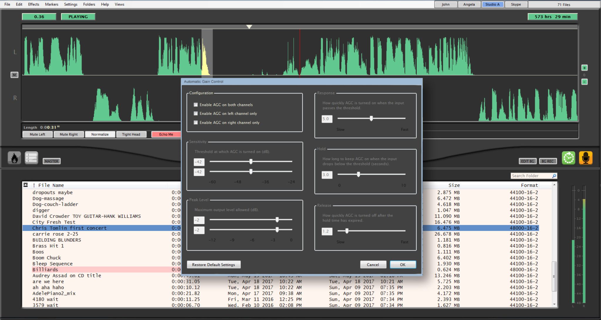 VoxPro Realtime Record/Edit/Playback - Wheatstone Corporation